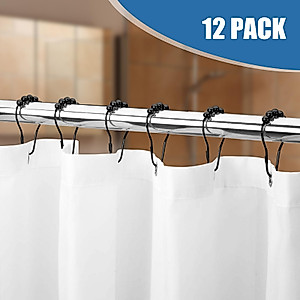 Shower Curtain Rings,Shower Curtain Hooks,Rust Proof Secure Lock Ring Clips for Hanging Bathroom Curtain (Black Pear-Shape)