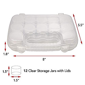 The Beadsmith Personality Case - Clear Storage Organizer Box, 8 x 8.5 x 1.75 inches - Includes 12 Small Containers with lids – 1.5 x 1.5 inches, Molded Case with Built-in Handle