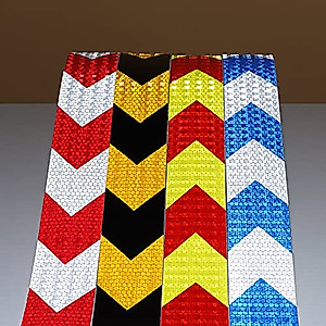 Qomovo Blue White Arrow High Visibility Reflective Tape 2 inch x 20 feet Self-Adhesive Tape Conspicuity Safety Warning Tape