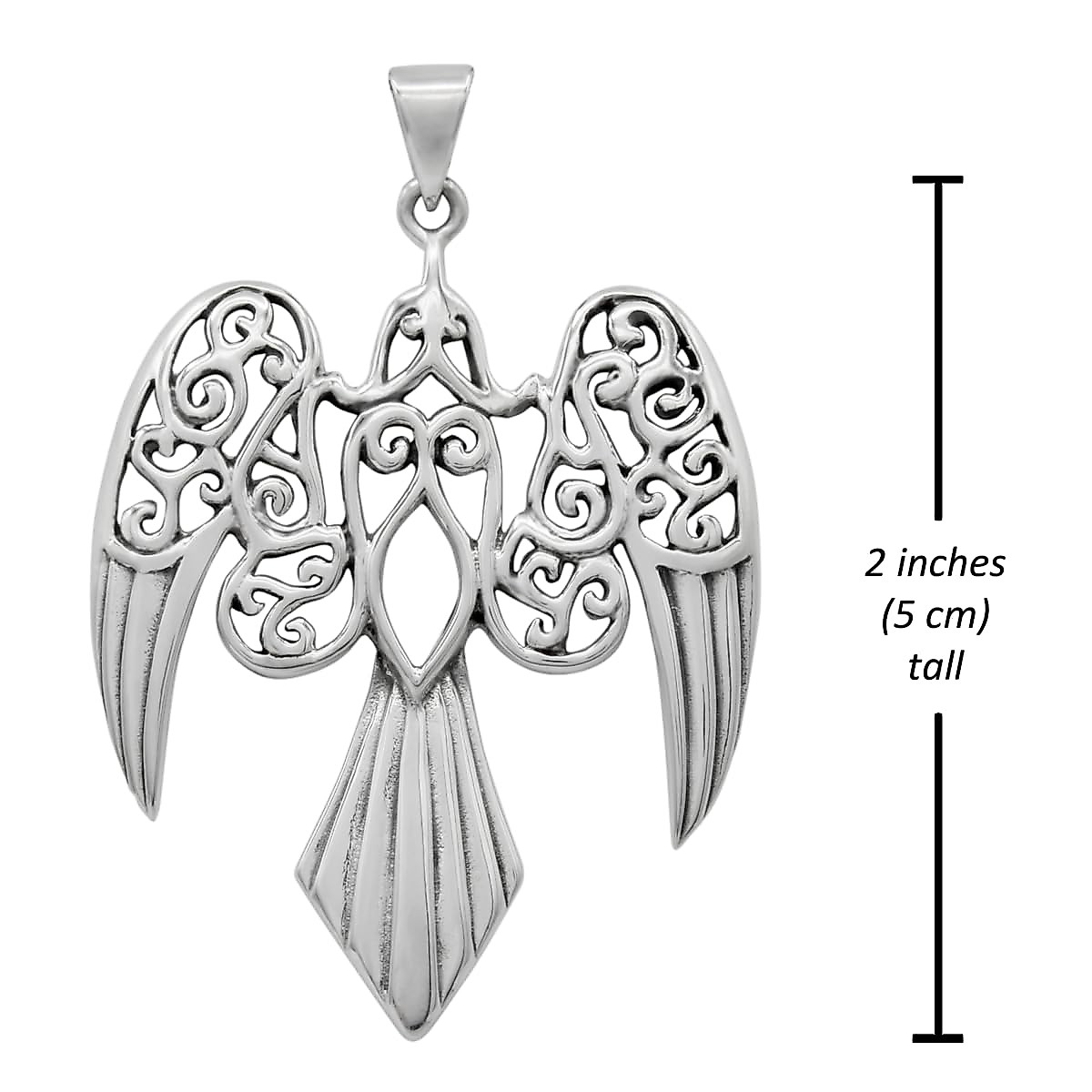 Dryad Design Large Morrigan Raven Pendant - Sterling Silver Celtic Goddess Wiccan Gift Pagan Jewelry