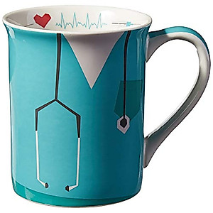 Enesco Our Name is Mud “Nurse Uniform, 16 oz. Stoneware Mug, 1 Count (Pack of 1), Blue