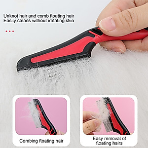 Flea Comb with Rubber Handle, Flea and Tick Comb for Dogs & Cats, Dog Hair Comb Double-Row Cat Flea Combs, Tick Removal Pet Grooming Supplies