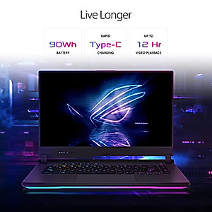ASUS ROG Strix G15 (2021) Gaming Laptop, 15.6” 300Hz IPS Type FHD Display, NVIDIA GeForce RTX 3050 Ti, AMD Ryzen R7-5800H, 16GB DDR4, 1TB PCIe SSD, RGB Keyboard, Windows 10, Black, G513QE-ES76