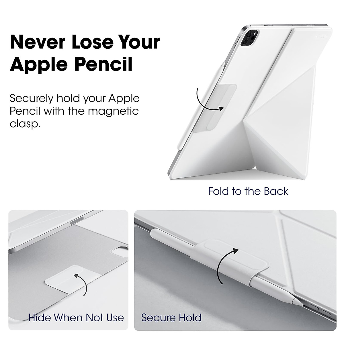 PITAKA iPad Pro 11 Inch Case, Compatible with iPad Air M3/M2 11 Inch (4-7th Gen) & 2022/2021/2020/2018 iPad Pro 11 (1-4th Gen), Portrait/Landscape Magnetic Case with 4 Standing Angles - White