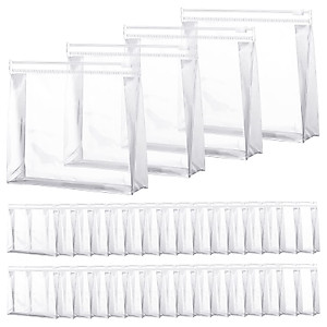 Xuniea 50 Pieces Mini Clear Makeup Bag Organizer Pouches Small PVC Waterproof Makeup Bag Plastic Cosmetic Organizer Bag with Zipper for Women Men Travel Vacation(5.9'',Transparent)