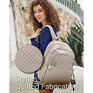 BAGSMART Travel Laptop Backpack, Quilted Work Bookbag Fits 15.6 Inch Laptop, Laptop Backpack with Charging Port Hole, Lightweight Bookbag for College Work Business, Grey