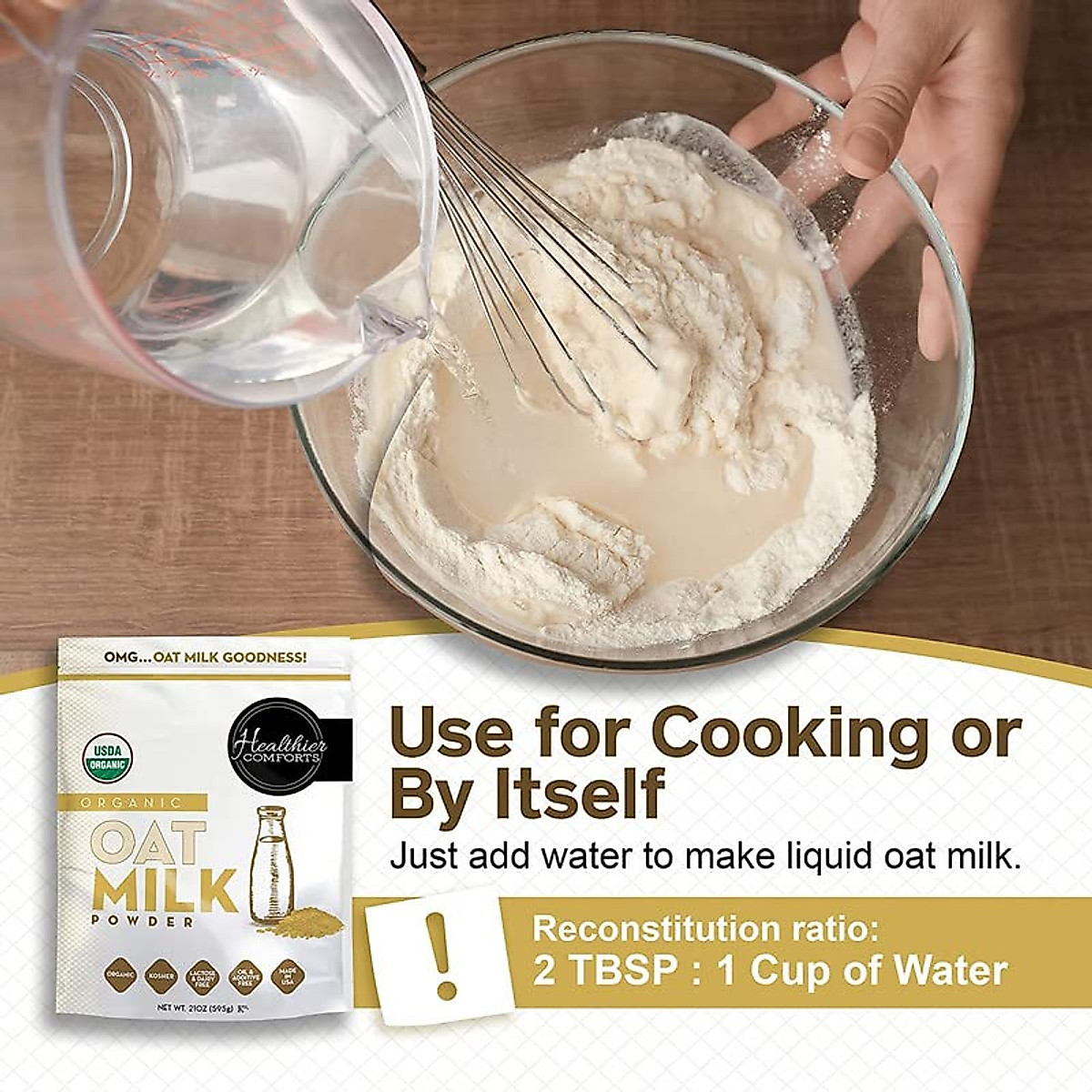 Oat Milk Powder 21oz - Natural and Plant Based Milk with a Clean Formula - Gluten-Free, Vegan, USDA Organic Certified, Non-GMO, Dairy Free, and Lactose Free Milk Powder with No Refrigeration Required