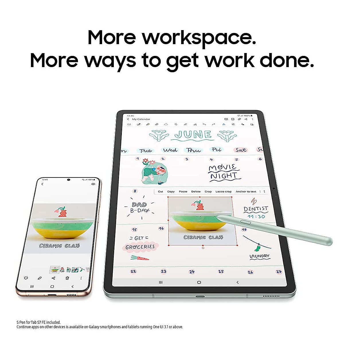 SAMSUNG Galaxy Tab S7 FE 2021 Android Tablet 12.4” Screen WiFi 256GB S Pen Included Long-Lasting Battery Powerful Performance, Mystic Pink (Renewed)