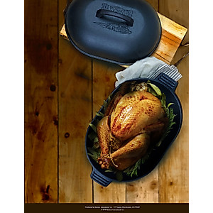 Bayou Classic 7418 12-qt Cast Iron Oval Roaster Features Domed Cast Iron Lid Perfect For Slow Cooking Roast Turkey Chicken Ham Pot Roast Stews Soups and Chili