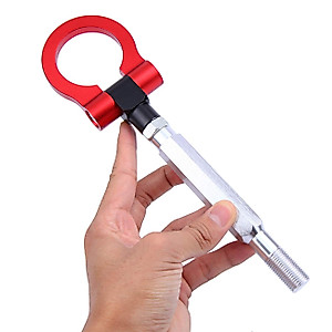 Honhill Sports Track Tow Hook for 2015 2016 2017-up WRX or STI Racing Style Aluminum (Red)