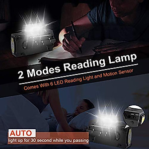 6000mAh NOAA Emergency Weather Radio, Solar Hand Crank Portable NOAA Weather Radio with 1W Flashlight & Motion Sensor Reading Lamp,Cell Phone Charger, SOS Alarm, for Home and Emergency(Orange)