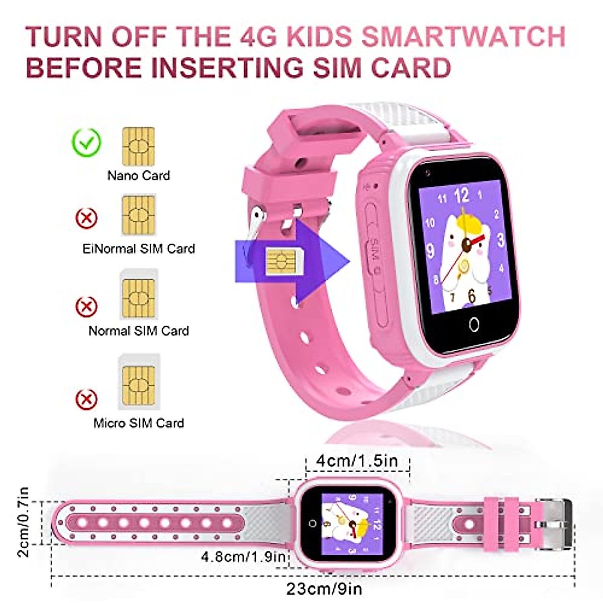 4G Smart Watch for Kids, Smart Watch with GPS Tracker Two Way Calling, Text Voice & Video Chat, SOS, WiFi, Waterproof Touch Screen Wrist Watch Suitable for 4-12 Boys Girls Birthday Gifts. (Pink)
