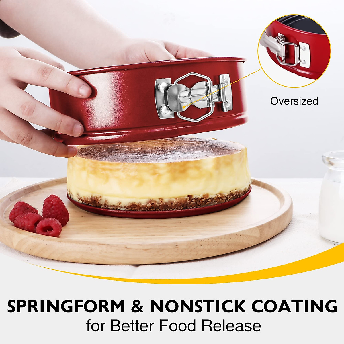 Springform Pan set, Nonstick Leakproof 3 Pcs(4"/7"/9") Cake Pan Bakeware Cheesecake Pan with 3 PcsIcing Spatula, Baking Pan, Round Cake Pans, Cake Decorating Kit, Baking Supplies, Cake Mold-Red