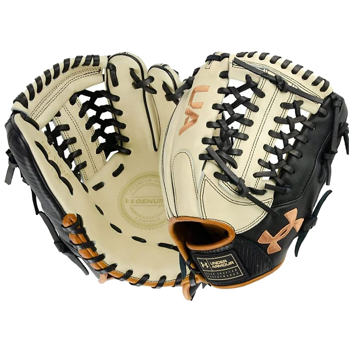 Under Armour UAFGGP2-1175MTCR/BK/CARRHT UA Genuine Pro 2.0/11.75" / Modified Trap (If, P) / Rht Available Colors: Cream-Black-Carmel CR/BK/CAR RHT