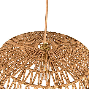 Creative Co-Op Open Weave Metal and Paper Rope Ceiling Light, Natural and Brushed Gold