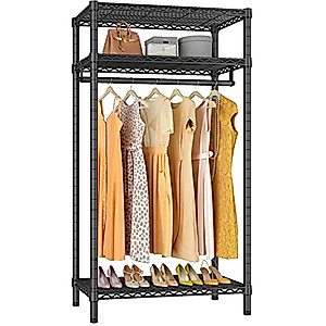VIPEK V1S i1 Wire Garment Rack Heavy Duty 3-Tier Clothes Rack with Hanging Rod Freestanding Closet Organizer for Space-Saving Clothes Storage in Bedroom or Laundry Room, Black