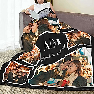 Easycosy Personalized Photo Blankets for Couples Gifts, Custom Picture Throw Blanket for Girlfriend Boyfriend Gifts, Anniversary Birthday 30"x40"