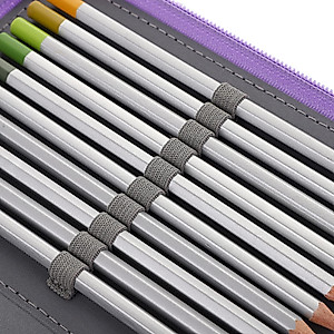 BTSKY® Handy Wearable Oxford Colored Pencil Case 72 Slots Pencil Organizer (Purple)