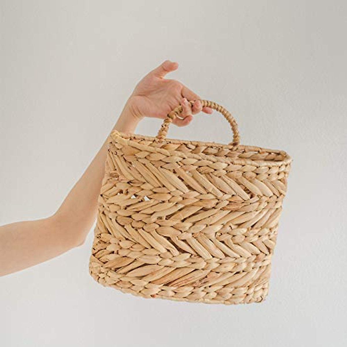 Artera Wicker Hanging Basket - 30cm x 13 cm Small Woven Fern Hanging Basket Flower Plants, Water Hyacinth Woven Basket