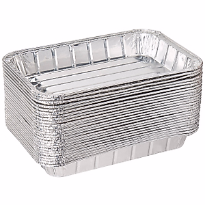 DCS Deals Pack of 25 Disposable Aluminum Foil Toaster Oven Pans - Mini Broiler Pans | BPA Free | Perfect for Small Cakes or Personal Quiche | Standard Size - 8 1/2" x 6"