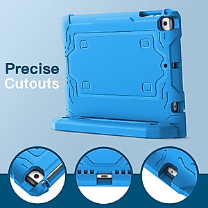 JETech Kids Case for iPad 9.7-Inch (6th/5th Generation, 2018/2017 Model) with Built-in Screen Protector, Shockproof Full-Body Handle Stand Tablet Protective Cover (Blue)