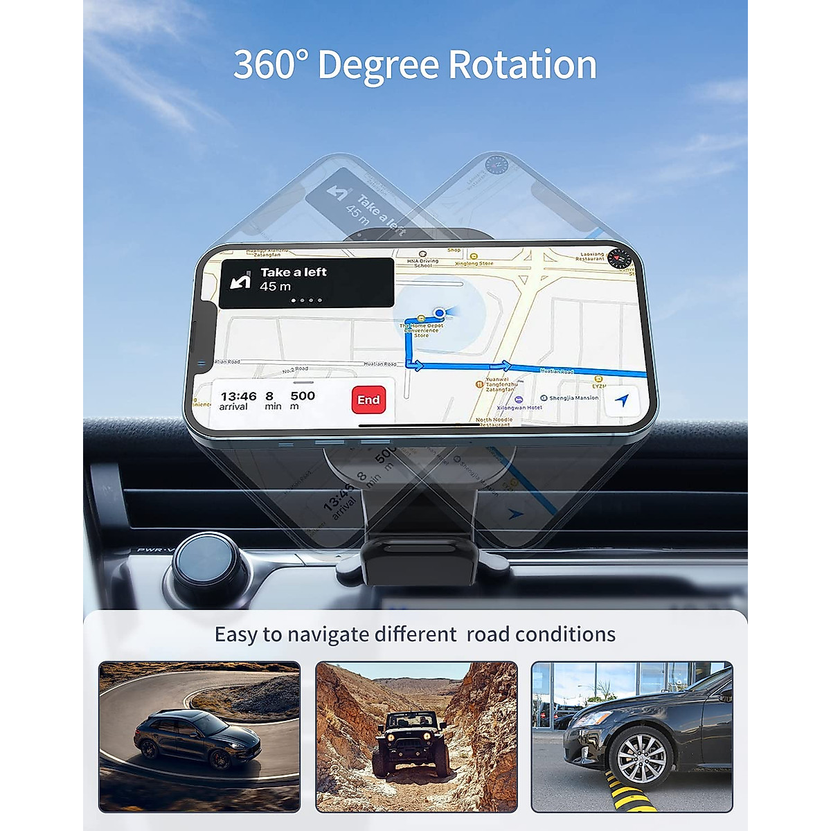 MAKAQI 3 in 1 Magnetic Wireless Car Charger, Car Charger Mount for iPhone/Apple Watch/Airpods, Car Phone Holder Only Support with iPhone15/14/13/12 Pro Max, Apple Watch SE 7/6/5/4/3/2, AirPods (Black)