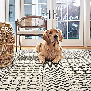 Nailttos Moroccan Large Area Rug 5x7, Washable Non-Slip Black Distressed Tribal Living Room Rug, Soft Low-Pile Dining Room Rug Traditional Farmhouse Carpet for Bedroom Dorm Office Home Decor