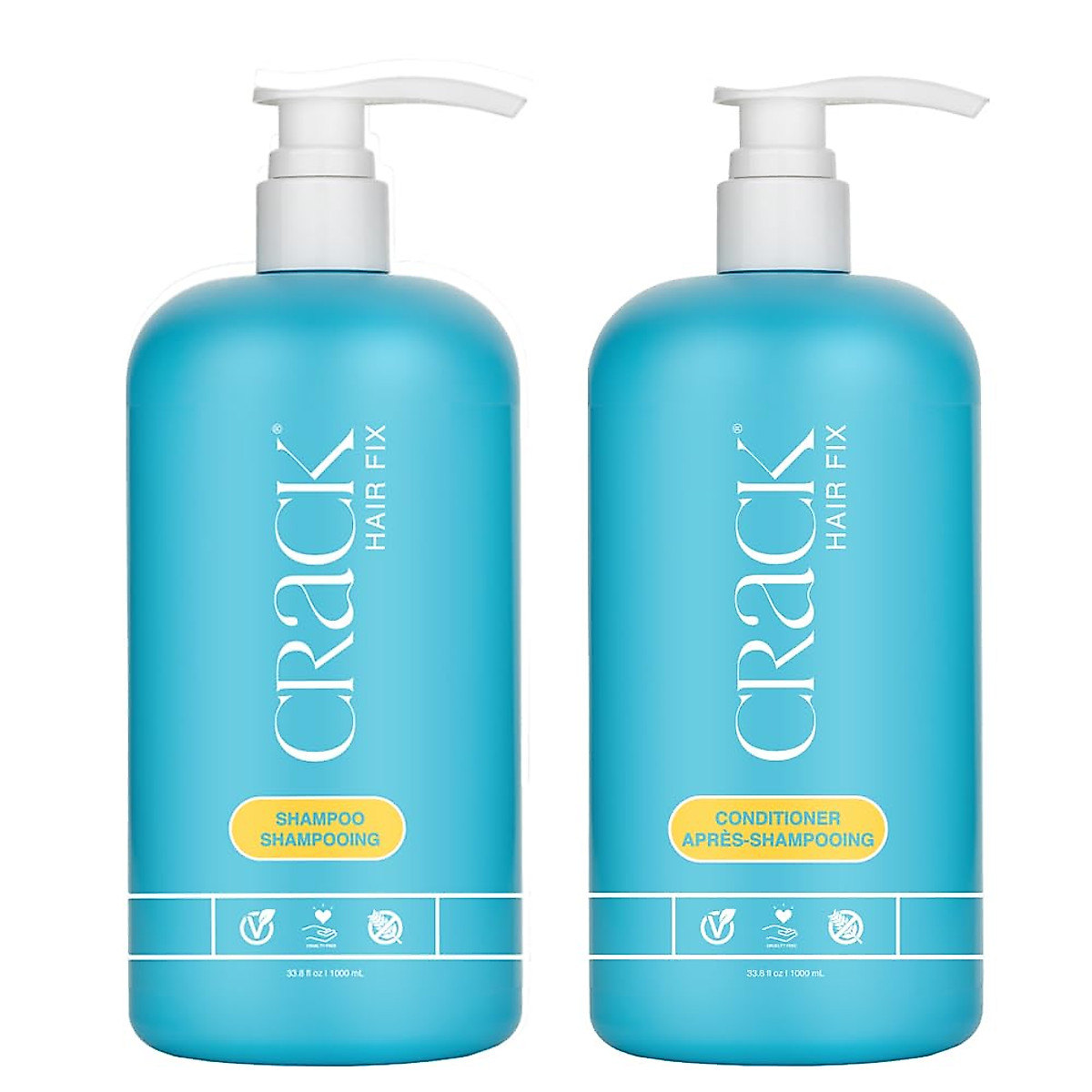 CRACK HAIR FIX - Crack Clean & Soaper Shampoo & In Treatment Conditioner 33.8 Oz Pump Included