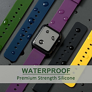 WOCCI 22mm Silicone Watch Band, Quick Release Rubber Replacement Strap with Black Stainless Steel Buckle (Black)