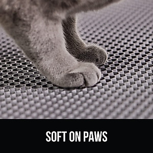 GORILLA GRIP Honeycomb Cat Litter Mat, Two Layer Trapping Waste Mats, Soft On Paws, Indoor Box Supplies and Essentials, Feeding Trap, Water Resistant on Floors, Slate Gray