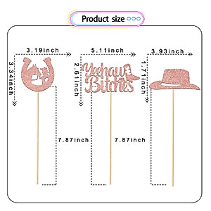 12Pcs Rose Gold Cowgirl Decorations Western Centerpieces for Tables, Yee Haw Bitches Table Topper, Western Cowgirls Centerpieces Sticks, Western Bachelorette Birthday Party Supplies