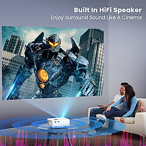 Projector, Portable Outdoor Projector with 1080P HD Movie and 240” Display Support, WiFi Video Projector for Home Theater, Compatible with TV Stick, Laptop, Tablet, iPhone, Android