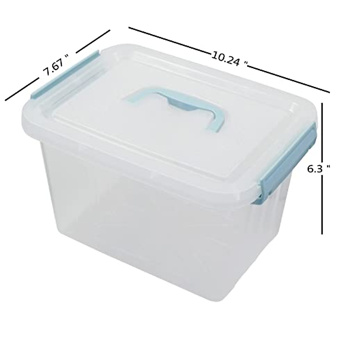 Ucake 8 Quart Plastic Small Storage Box with Handel, Clear Storage Bin with Lid, 6 Pack