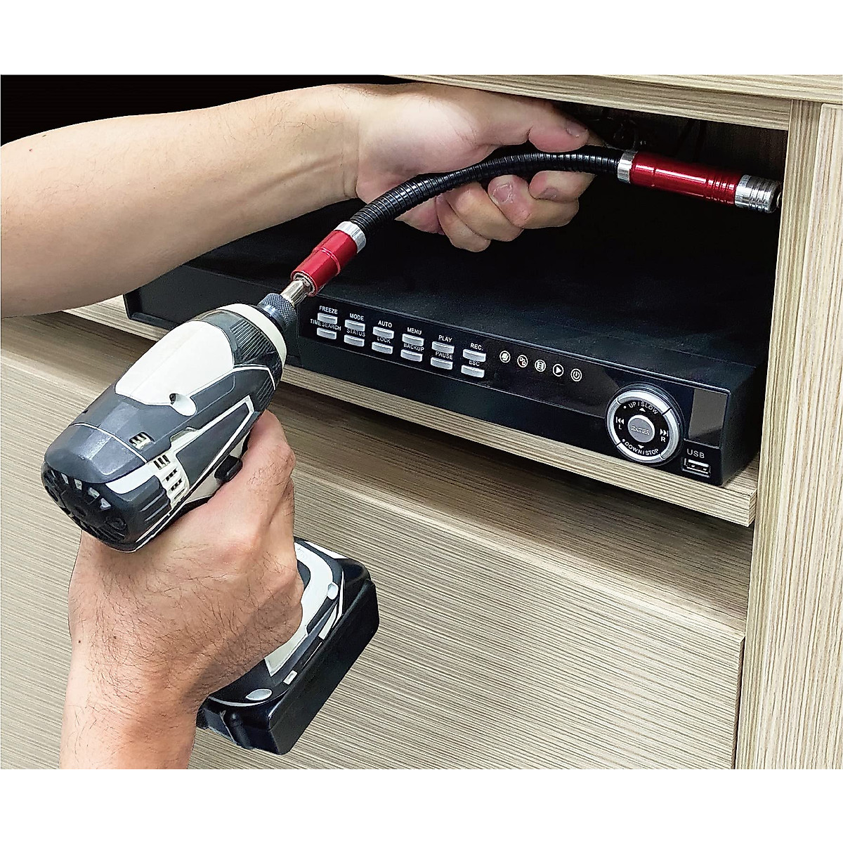 BIG RED BHT-MFS01 Torin 12 Inch Flexible Drill Extension Shaft, 1/4" Hex Shank, Magnetic Quick Release Screwdriver Bit Holder