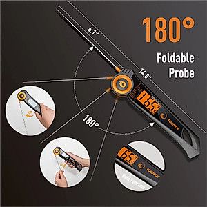 𝗨𝗽𝗴𝗿𝗮𝗱𝗲𝗱 Meat Thermometer Digital for Grill and Cooking - Instant Read Meat Thermometer 6.1” Ultra Long Waterproof Grill Thermometer w/Reversible Display for BBQ, Oil Deep Frying