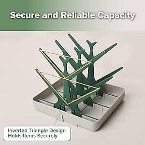 haakaa Baby Bottle Drying Rack with Drying Mat, Foldable & Space Saving Bottle Dryer Tree for Bottles, Teats, Pump Parts, Ladybug, Accessories, Cups, Great for Home & Travel - Bluestone
