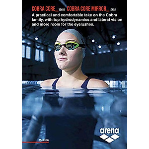 arena Cobra Core Swim Goggles for Men and Women, Smoke-Black, Standard Non-Mirror