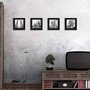 5x5 Black Picture Frames Square Classic Natural Wood 6 Pack for Wall Mounting and Tabletop Display