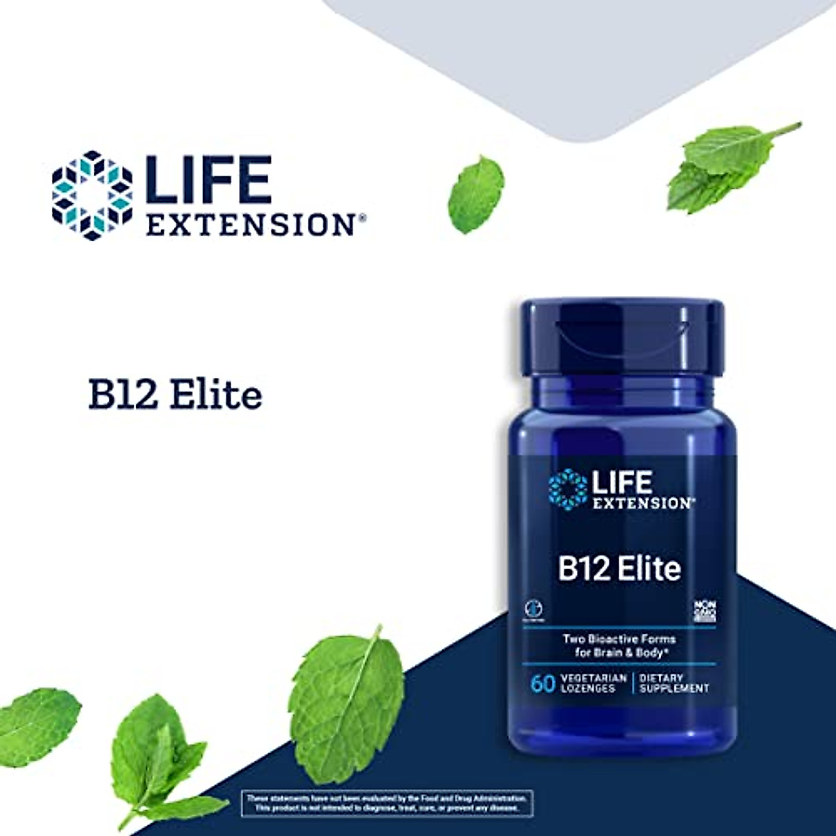 Life Extension B12 Elite - 1000mcg Vitamin B12 Supplement for Energy Metabolism, Brain and Nerve Health – Non-GMO, Vegetarian, Gluten-Free – Dissolvable and Chewable 60 Lozenges