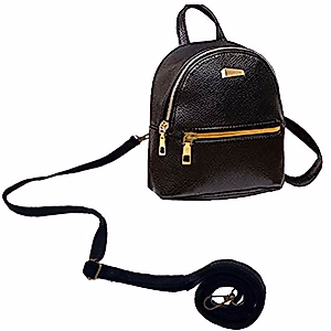 Donalworld Women Floral School Bag Travel Cute PU Leather Mini, Blak, Size Small