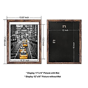 Finefrarm 12x16 Frames Set of 3 Display Pictures 11x14 with Mat or 12x16 Diamond Paintings Without Mats Farmhouse Distressed Picture Frames Wall Art for Living Room Wall Mounting Decor - Multicolour