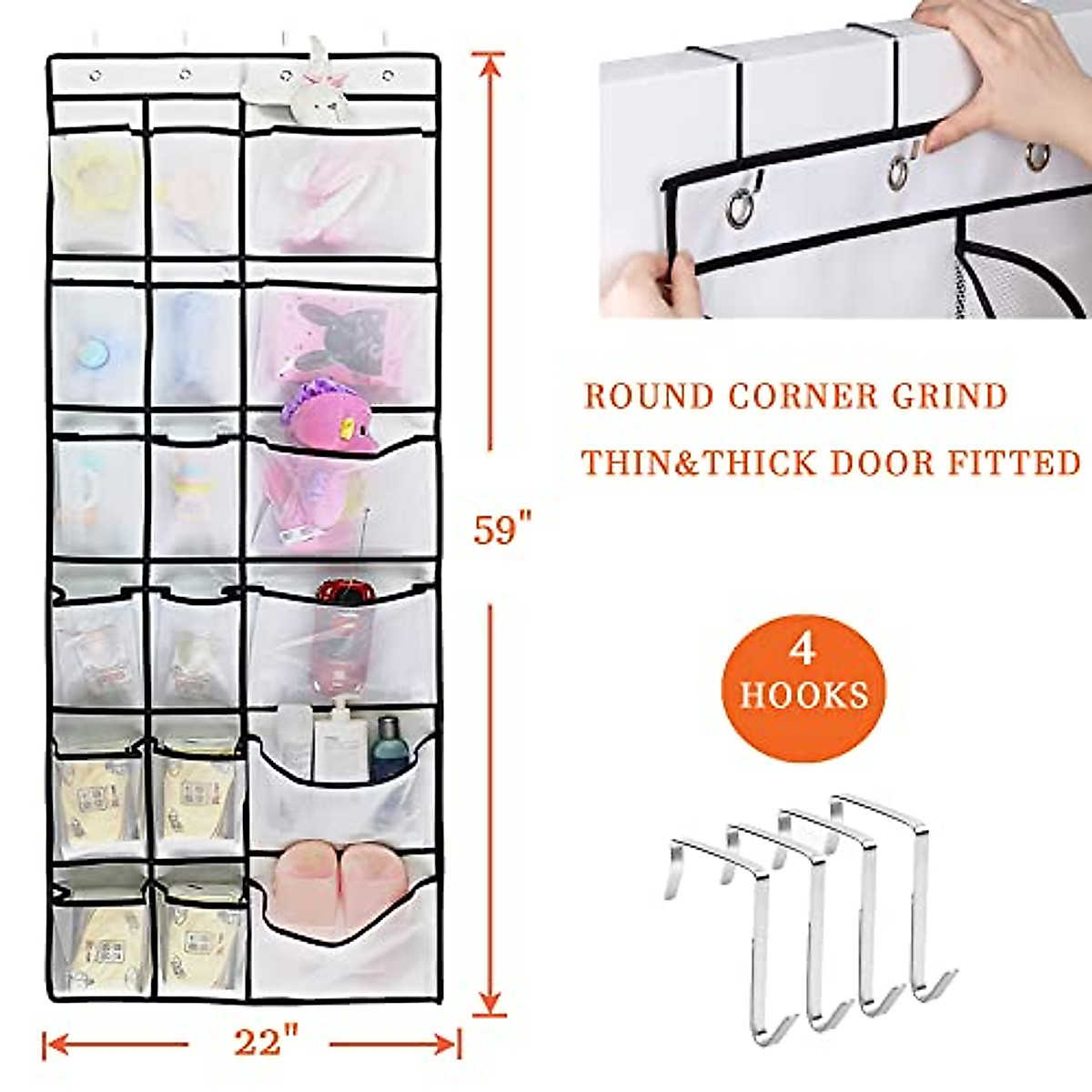 VEEBELL Over The Door Shoe Organizers 18 Mesh Pockets Hanging Shoe Organizer Shoe Holder Rack For Closet Bedroom Bathroom Pantry Shoe Holder Over Door Organizer, Men, Women, Kids Shoes (1 Pack)