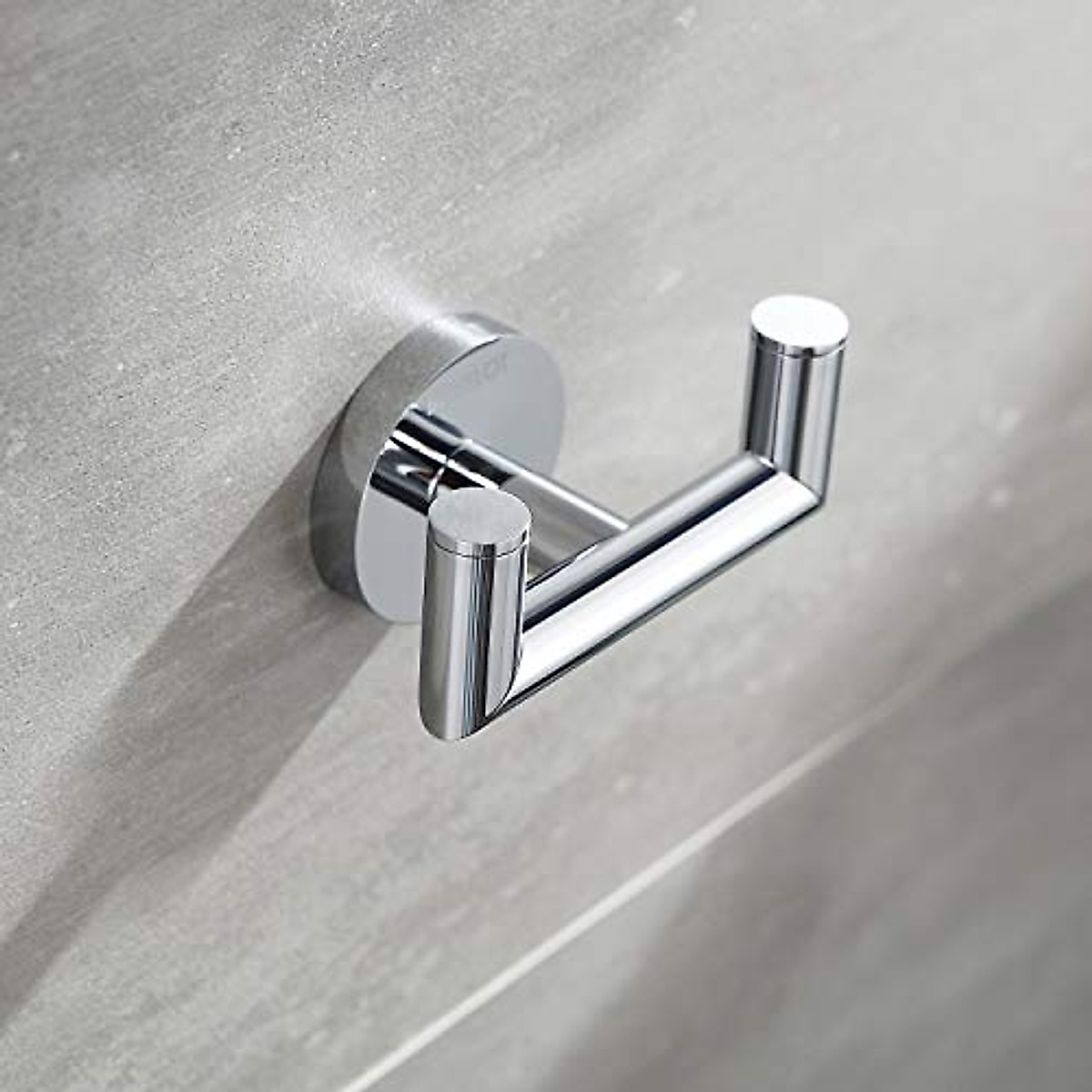 BUVELOT Robe Hook, Double Towel Hook, Wall Mounted Brass Hooks for Bathroom Kitchen Garage,Chrome,077020-CR,Leo Series