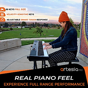 Artesia PE-88 Arranger Keyboard Piano with Full Size Velocity Sensitive Keys - 88 Key Semi-Weighted Keyboard Workstation - Portable Electric Piano Keyboard with 137 Voices & 100 Backing Track Styles