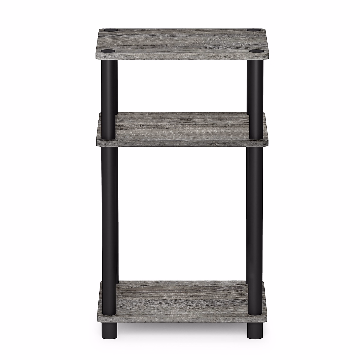 Furinno 3-Tier Corner Display Rack and End Table Bundle (12077GYW/BK, French Oak Grey/Black)