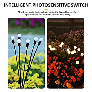 UN UNITEDTIME 2 Pcs Solar Firefly Lights Outdoor Waterproof, Solar Starburst Swaying Garden Lights, Swaying When Wind Blows Solar Garden Lights Outdoor Decorative String Lights (Warm)