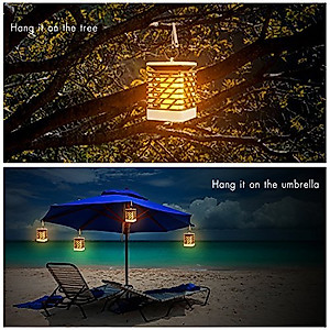 Espier Solar Lantern Outdoor Hanging 75 LED Dancing Flame Effect Solar Table Lights Umbrella Lights for Pathway Patio Yard Garden Decorative Waterproof Auto On/Off
