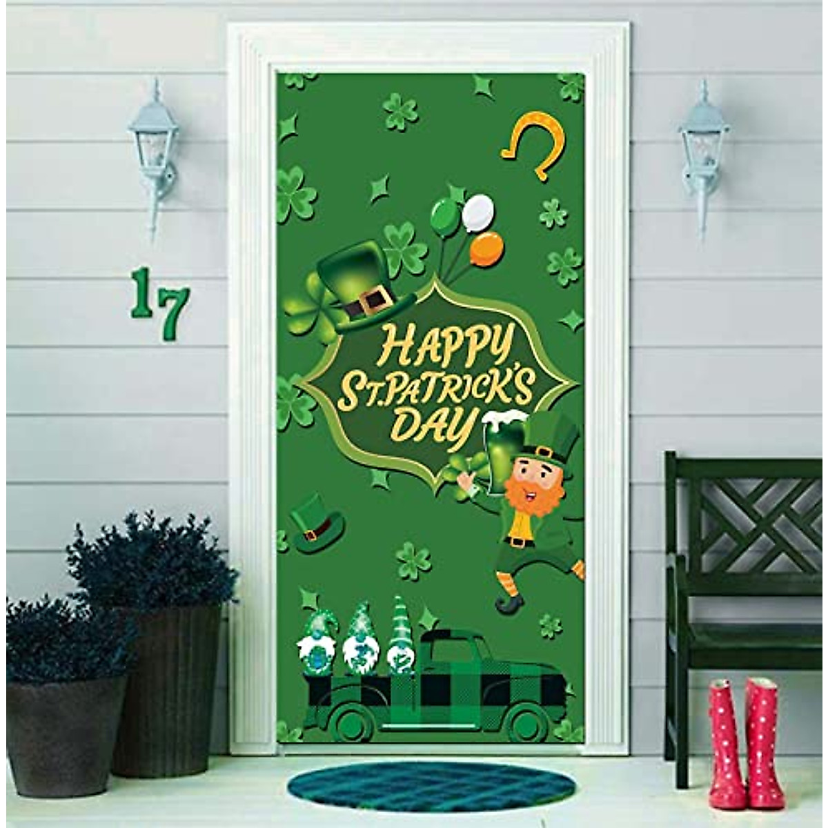 Happy St Patrick's Day Door Banner Irish Luck Day Saint Patrick's Day Party Indoor Or Outdoor Decor Door Banner 72.8 x 35.4inch