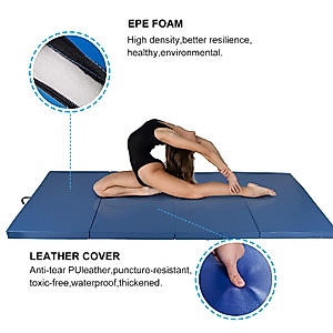 Polar Aurora 4'x10'x2 Thick Folding Gymnastics Exercise Mat Aerobics Stretching Yoga Mats (Blue)