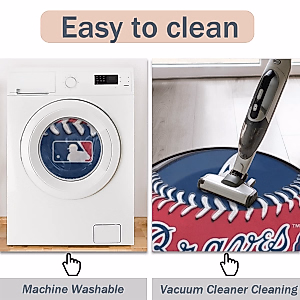 Braves Baseball Rug 3ft /36.2inch Round Area Rug Non-Slip Absorbent Carpet Adult Kids Ball Circle Rugs for Bedroom Living Room Nursery Sofa Home Decor